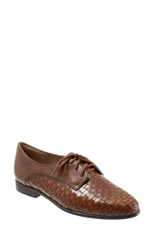 Trotters Lizzie Derby Flat Cognac Leather Editorialist