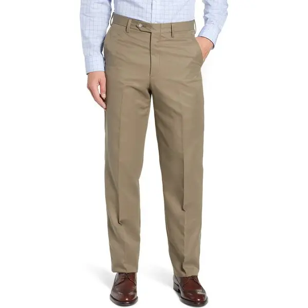Berle Classic Fit Microfiber Performance Trousers - Green