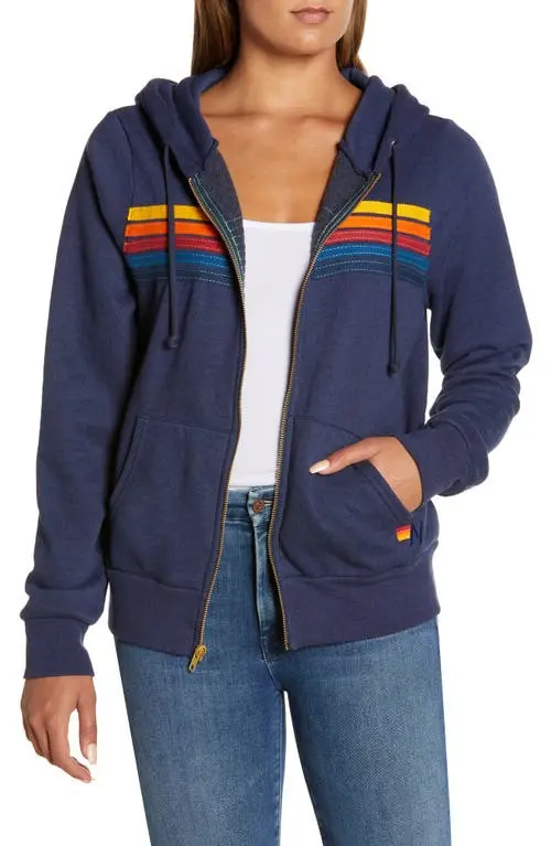 Aviator Nation 5-stripe Zip Hoodie - Navy