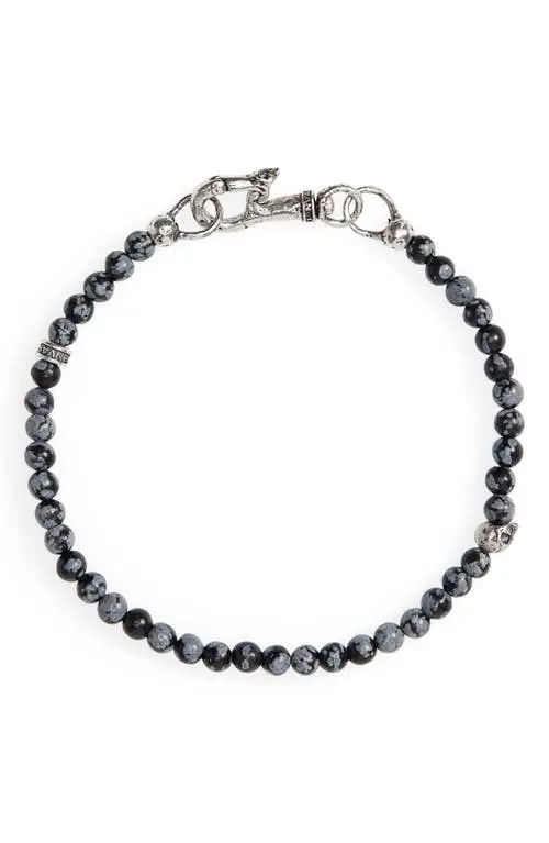 John Varvatos Skull Bead Bracelet - Black/silver