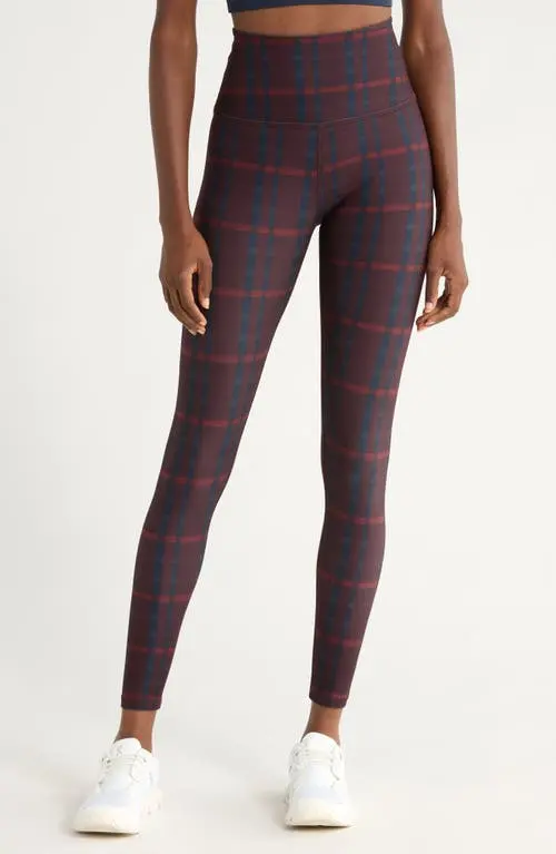 Beyond Yoga Softmark Caught In The Midi High Waist Leggings - Dark Cherry Preppy Plaid