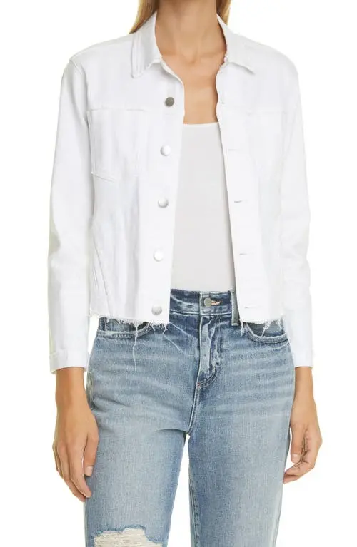L'Agence Janelle Raw Cut Slim Denim Jacket - Blanc