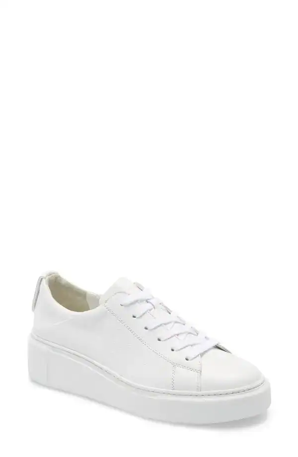 Paul Green Debbie Wedge Sneaker In White Mc Leather 42% Off