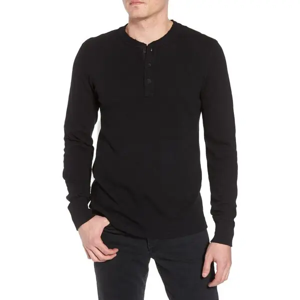 Rag & Bone Classic Slim Fit Henley - Jet Black