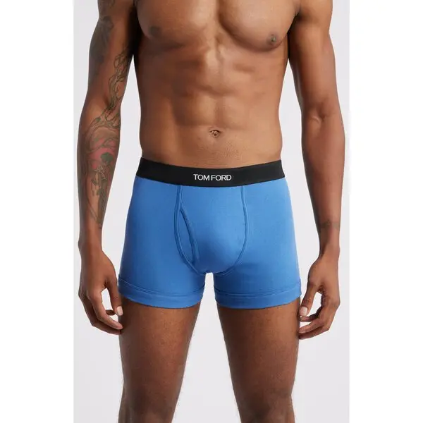TOM FORD Cotton Stretch Jersey Boxer Briefs - Blue Navy Rigato