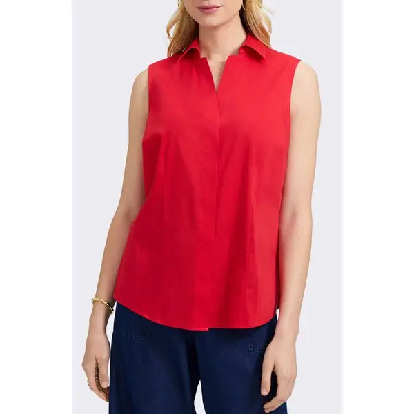 Foxcroft Taylor Non-iron Sleeveless Shirt - Simply Red