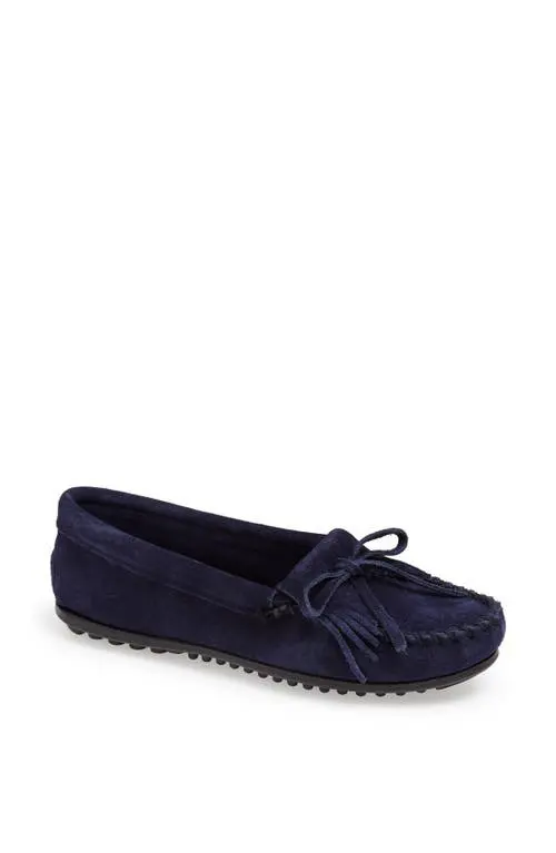 Minnetonka Kilty Suede Driving Shoe - Navy