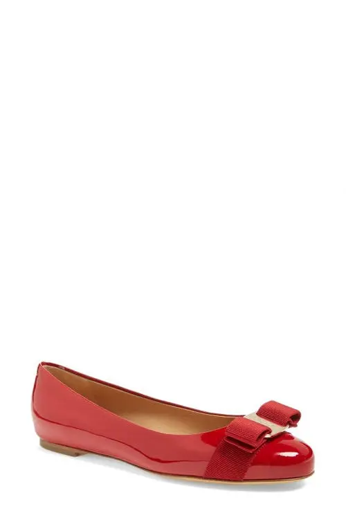 FERRAGAMO Varina Ballerina Flat - Red