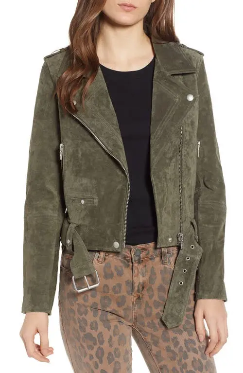 Blanknyc Suede Moto Jacket - Herb