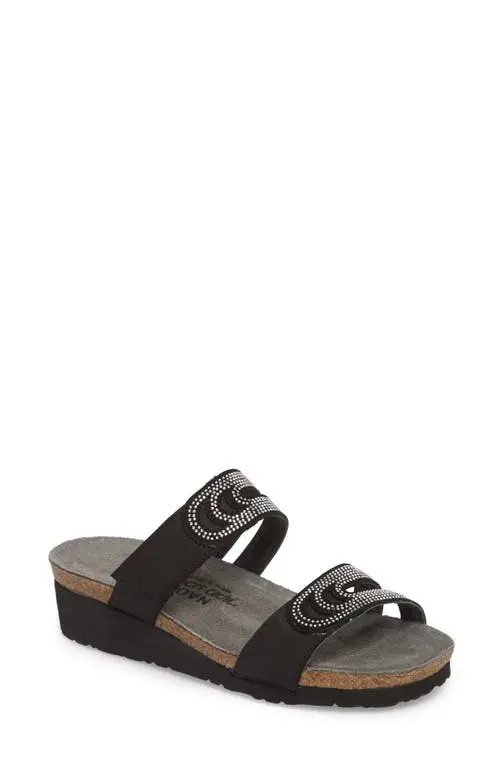 Naot Ainsley Studded Slide Sandal - Black Nubuck