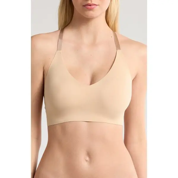 TRUE & CO Triangle Lace Racerback Bralette - Desert
