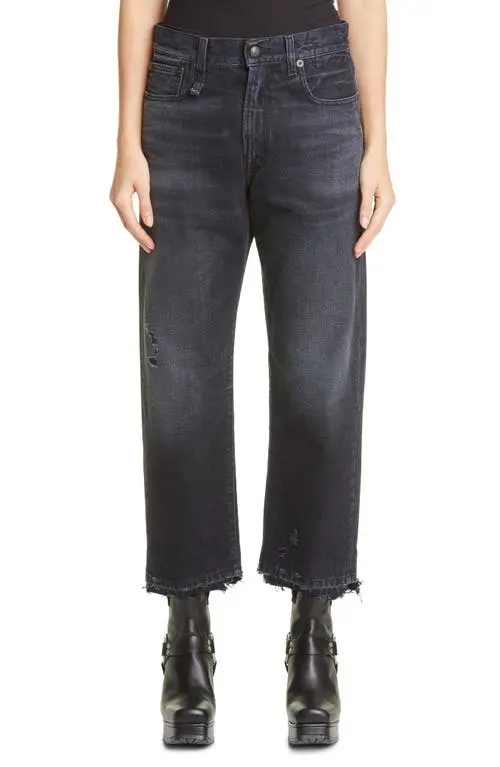 R13 Distressed Boyfriend Jeans - Jake Black