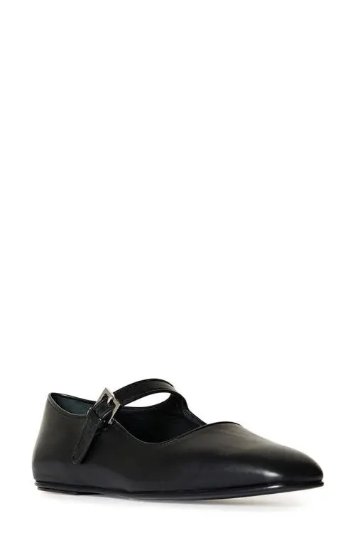 THE ROW Ava Leather Mary Jane Flat - Black