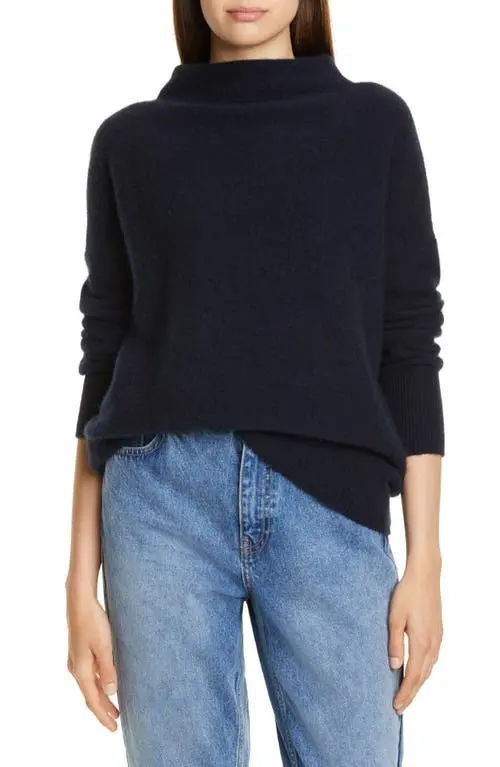 Vince Boiled Cashmere Funnel Neck Pullover - Coastal Blue