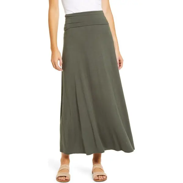 Loveappella Roll Top Maxi Skirt - Dk Olive