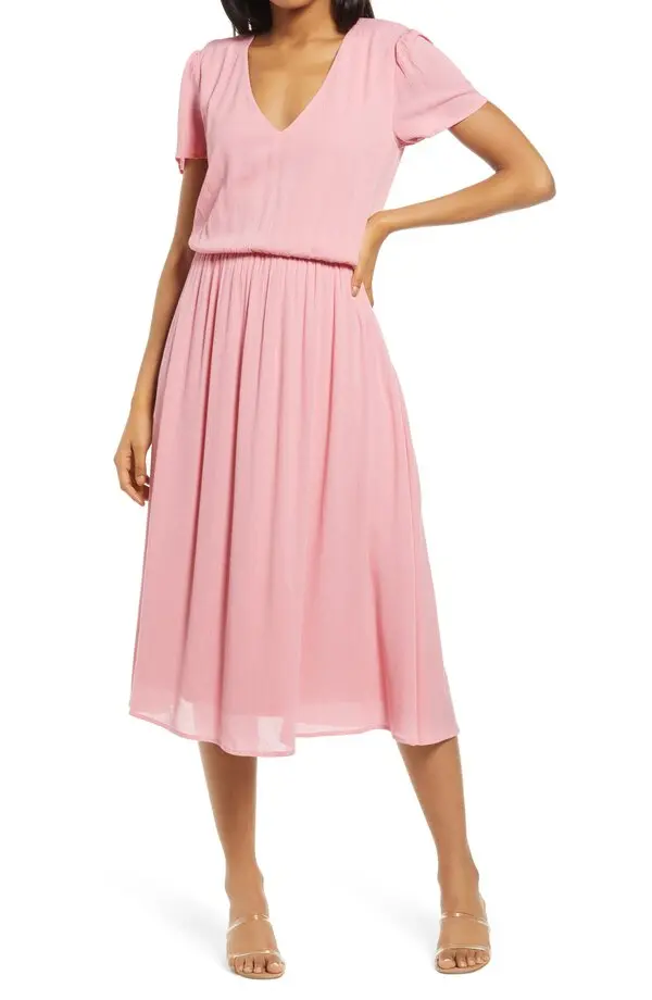 Wayf Blouson Dress In Cherise - 58% Off | Editorialist