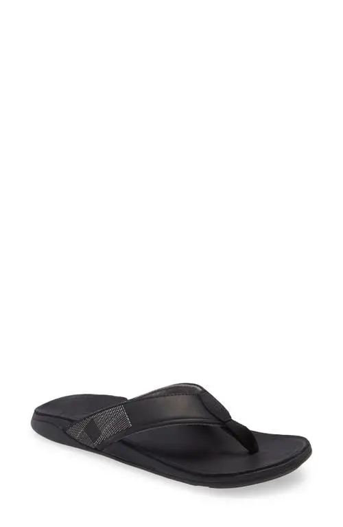 Olukai Tuahine Waterproof Flip Flop - Black/black