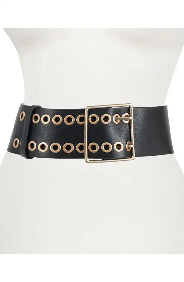 NEW ALL SAINTS CALF HAIR WIDE LEATHER GROMMET BELT NWT Large / XL All Saints | Accessories | All Saints Genuine Calf Hair  main image 2