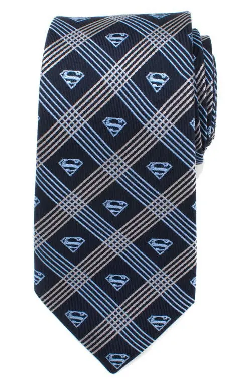 CUFFLINKS, INC. Superman Shield Silk Tie - Grey/navy