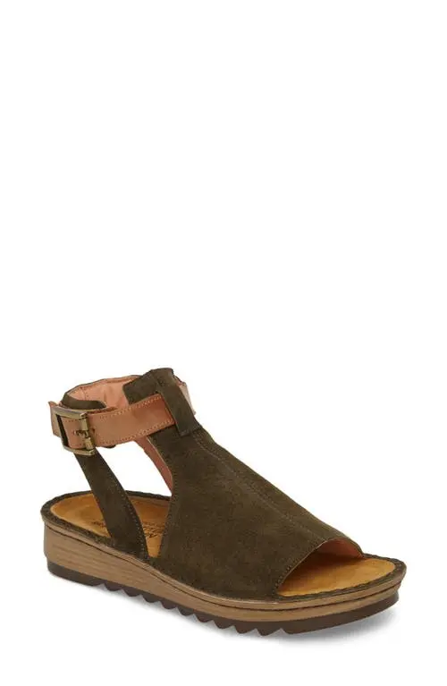Naot Verbena Sandal In Brushed Oily Olive Suede 60% Off