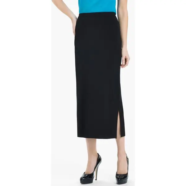Ming Wang Side Slit Knit Midi Skirt