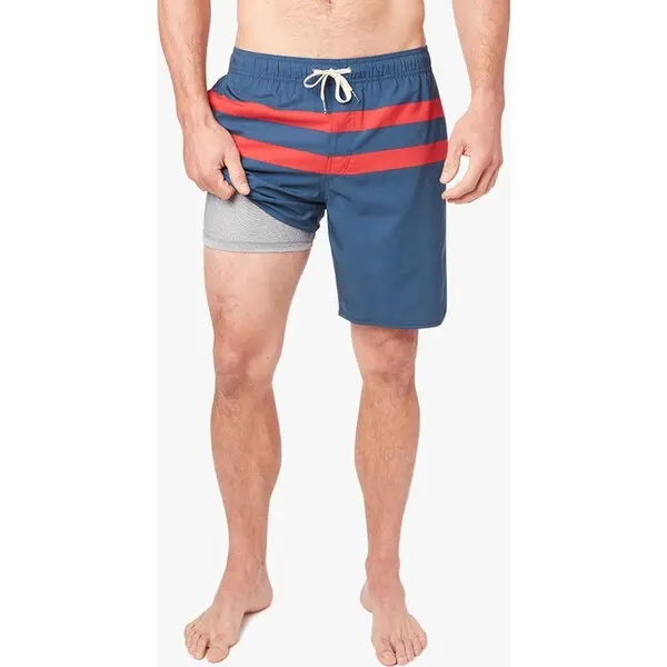 FAIR HARBOR Anchor Swim Trunks - Red Stripe