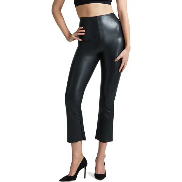Commando Faux Leather Flare Crop Pull-on Pants - Black