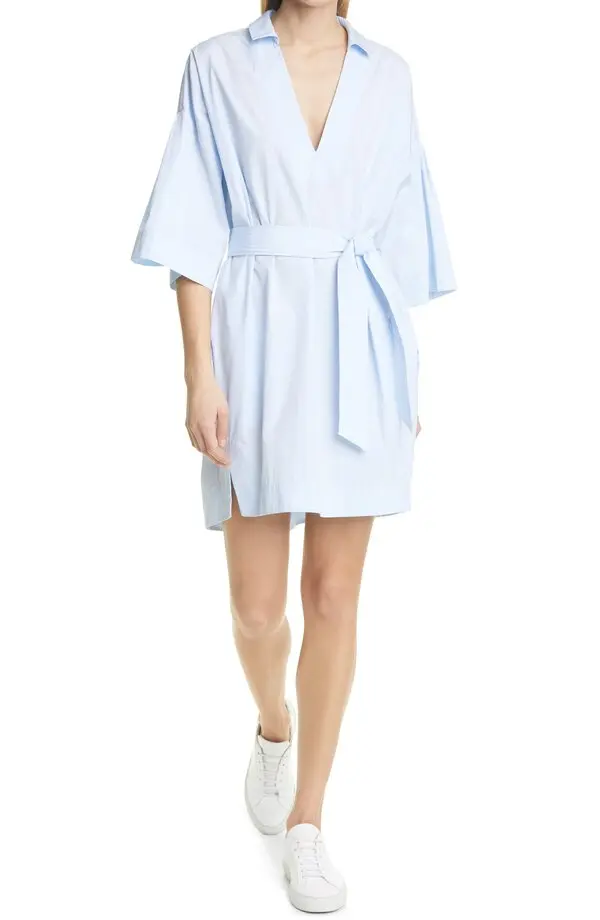 Frame Channing Organic Cotton Belted Dress In Ciel - 60% Off | Editorialist