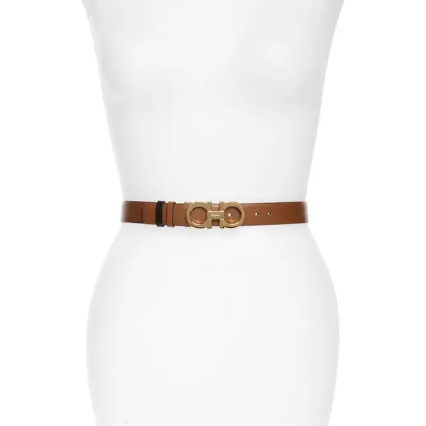 FERRAGAMO Ceylon Reversible Leather Belt - Sella Nero
