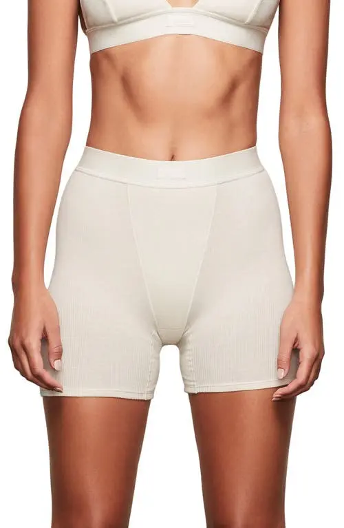 SKIMS Stretch Cotton Rib Boxers - Bone