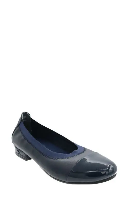 DAVID TATE Nicole Cap-toe Flat - Navy / Bone Pat