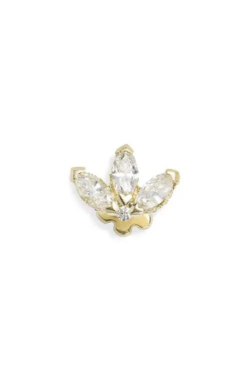 MARIA TASH Engraved Diamond Lotus Stud Earring - Yellow Gold
