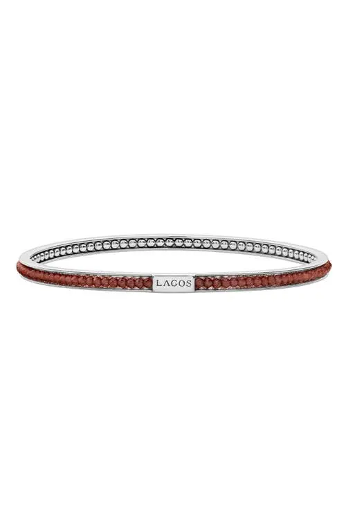 Lagos Caviar Icon Beaded Bangle Bracelet - Silver/garnet