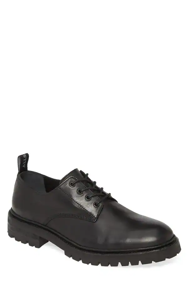 All Saints shoesTor Plain Toe Derby In Black Brush Off AllSaints Evan Leather Derby Shoes in Black for Men | Lyst main image 4