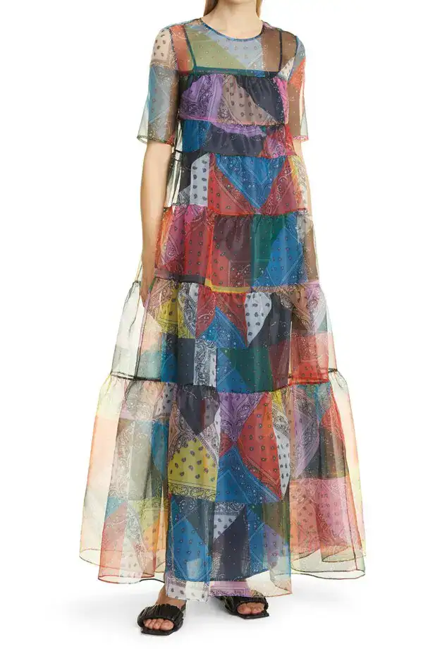 chinese dress ladies tiered pastel rainbow ruffle dress (multi) – tre' sorelle main image 1
