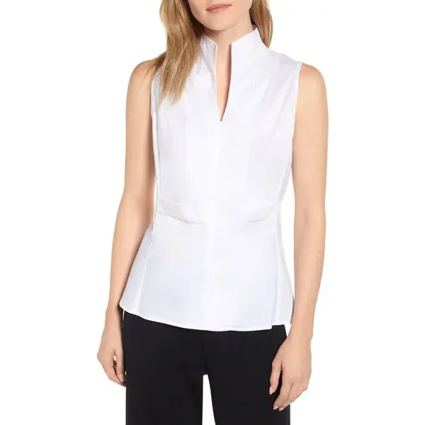 Ming Wang Sleeveless Woven Shell - White