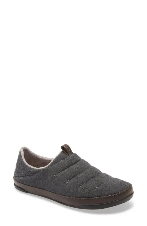 Olukai Mahana Convertible Quilted Slipper - Dark Shadow Fabric