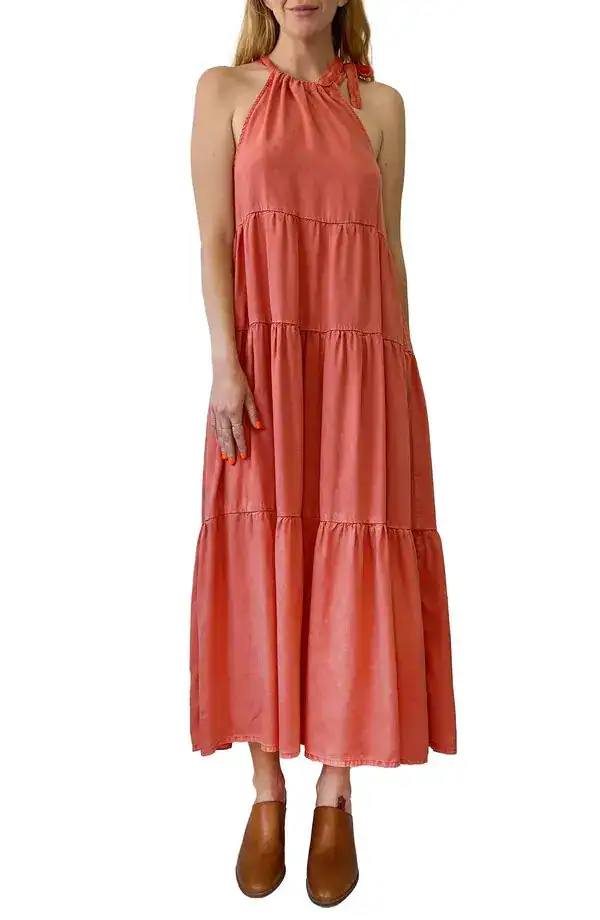 Bella Dahl Tiered Halter Maxi Dress - Red Clay | Editorialist
