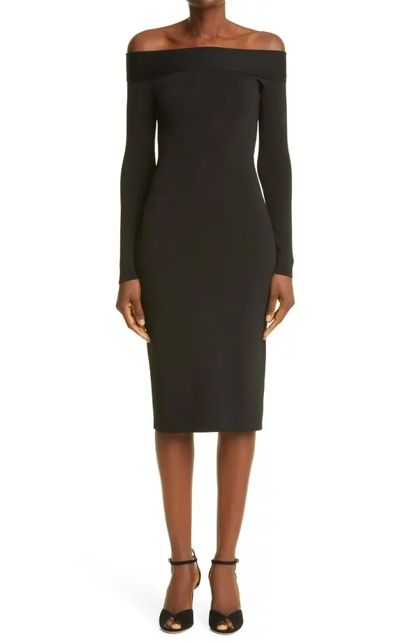 fold over long sleeve dress Edikted Susan Fold Over Maxi Dress - Black