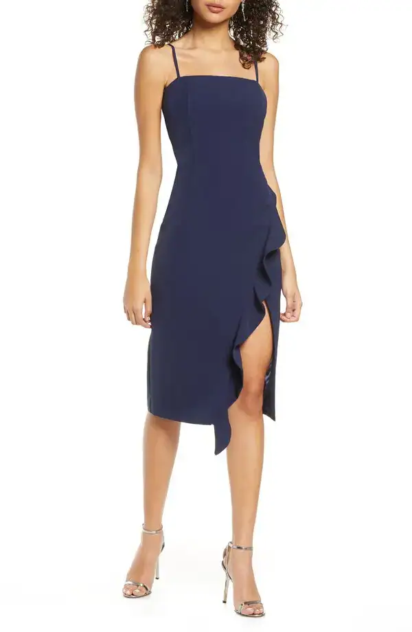 Bardot Carmelle Cocktail Dress In Navy - 58% Off