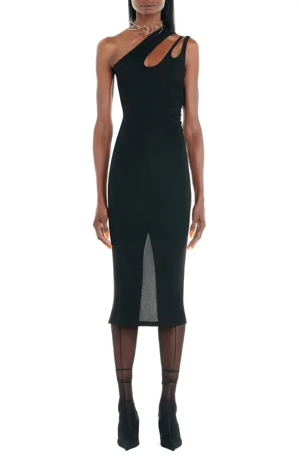 Mugler One-Shoulder Cocktail Dress - Black | Editorialist