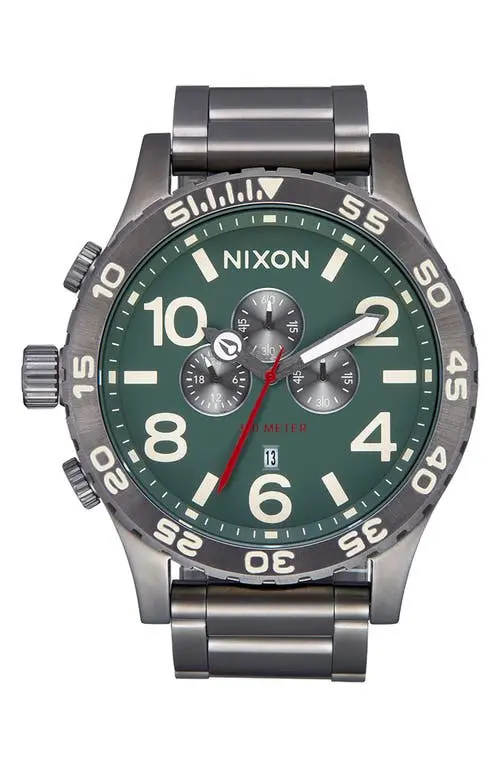 Nixon Chronograph Bracelet Watch - Light Gunmetal/dark Forest