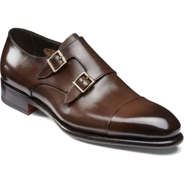 Santoni Ira Double Monk Strap Shoe - Tan