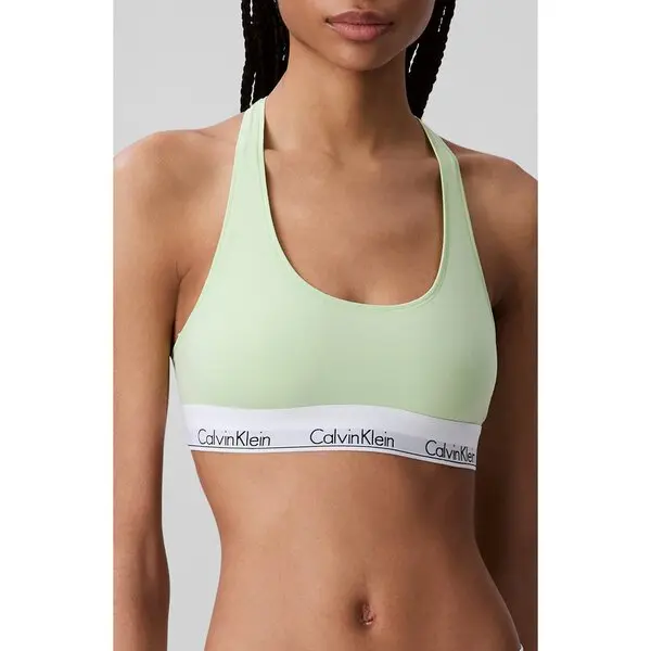 Calvin Klein Modern Cotton Collection Unlined Cotton Blend Bralette - Highline Green