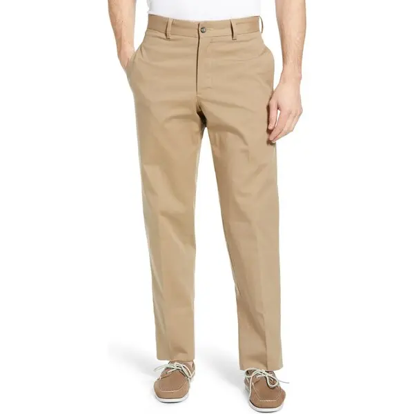Berle Charleston Khakis Flat Front Stretch Canvas Pants - Khaki