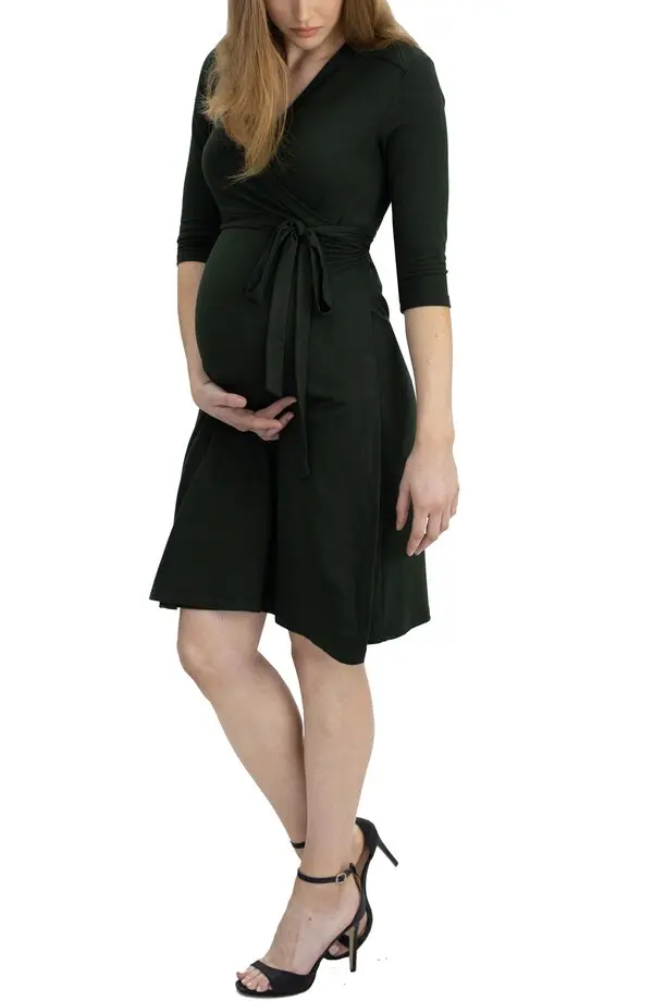 Angel Maternity Jersey Maternity/Nursing Wrap Dress In Khaki - 18% Off |  Editorialist