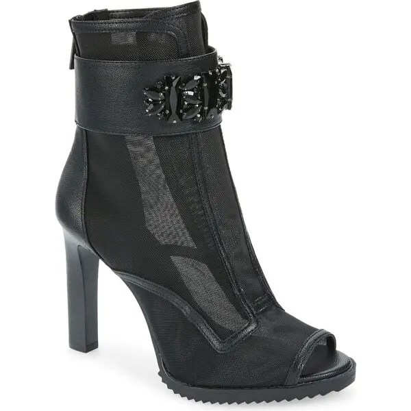 Karl Lagerfeld Paris Peep Toe Bootie With Crystal Strap
