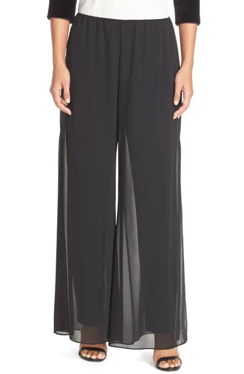 Alex Evenings Georgette Overlay Wide Leg Pants