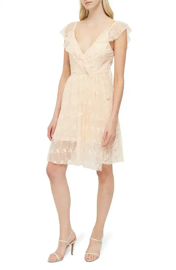 French Connection Emiki Lace Minidress In Bellini - 40% Off | Editorialist