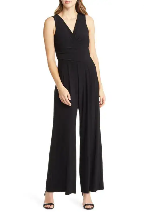 Eliza J Ruched Waist Sleeveless Jumpsuit In Black 40% Off